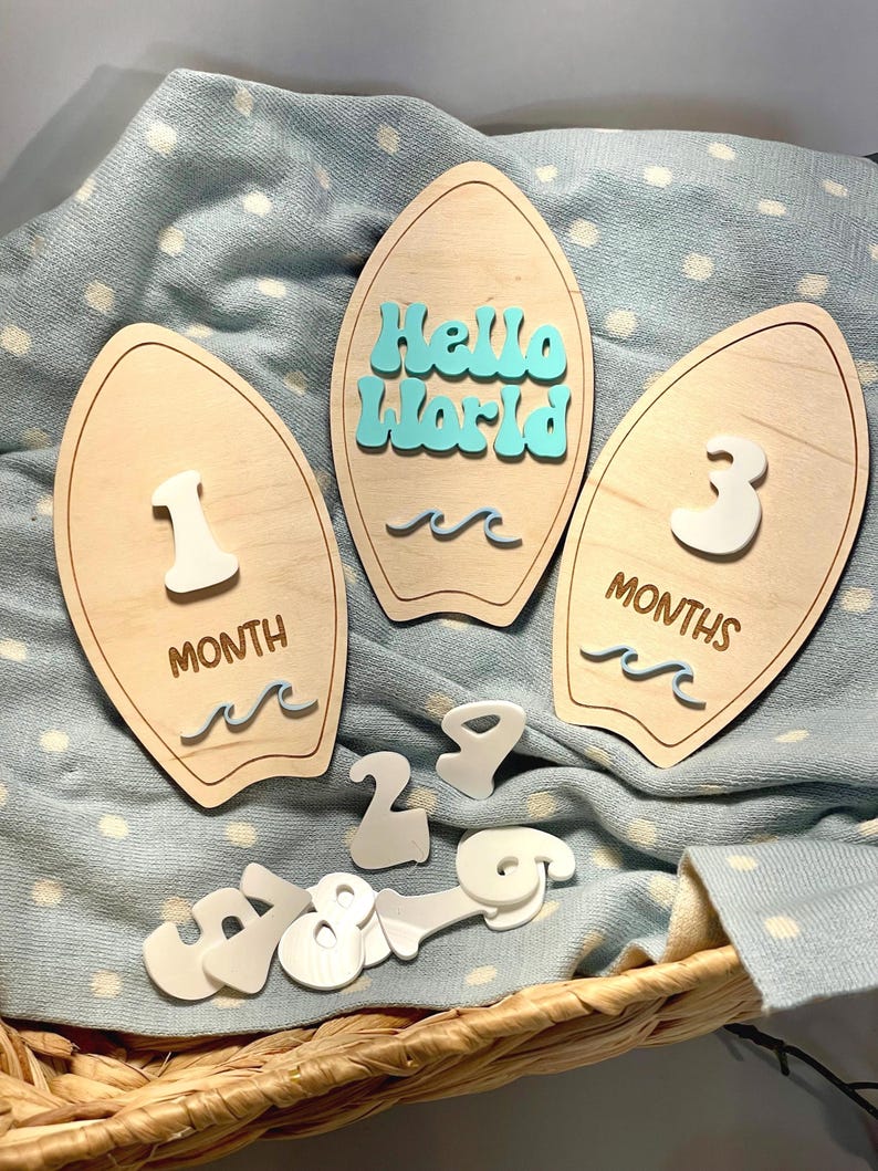 Surfboard Milestone, Beach Theme Milestone, Surfboard Announcement ...