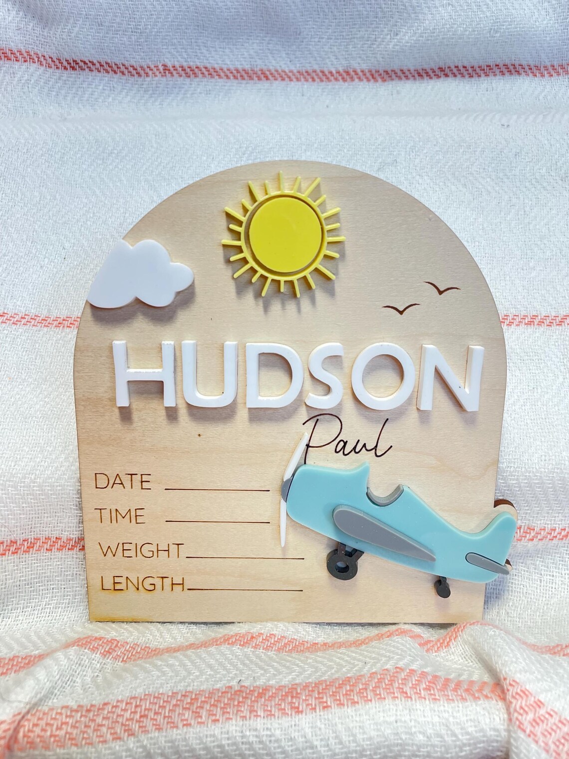 Airplane Nursery Name Sign, Airplane Birth Stats, Airplane Announcement ...