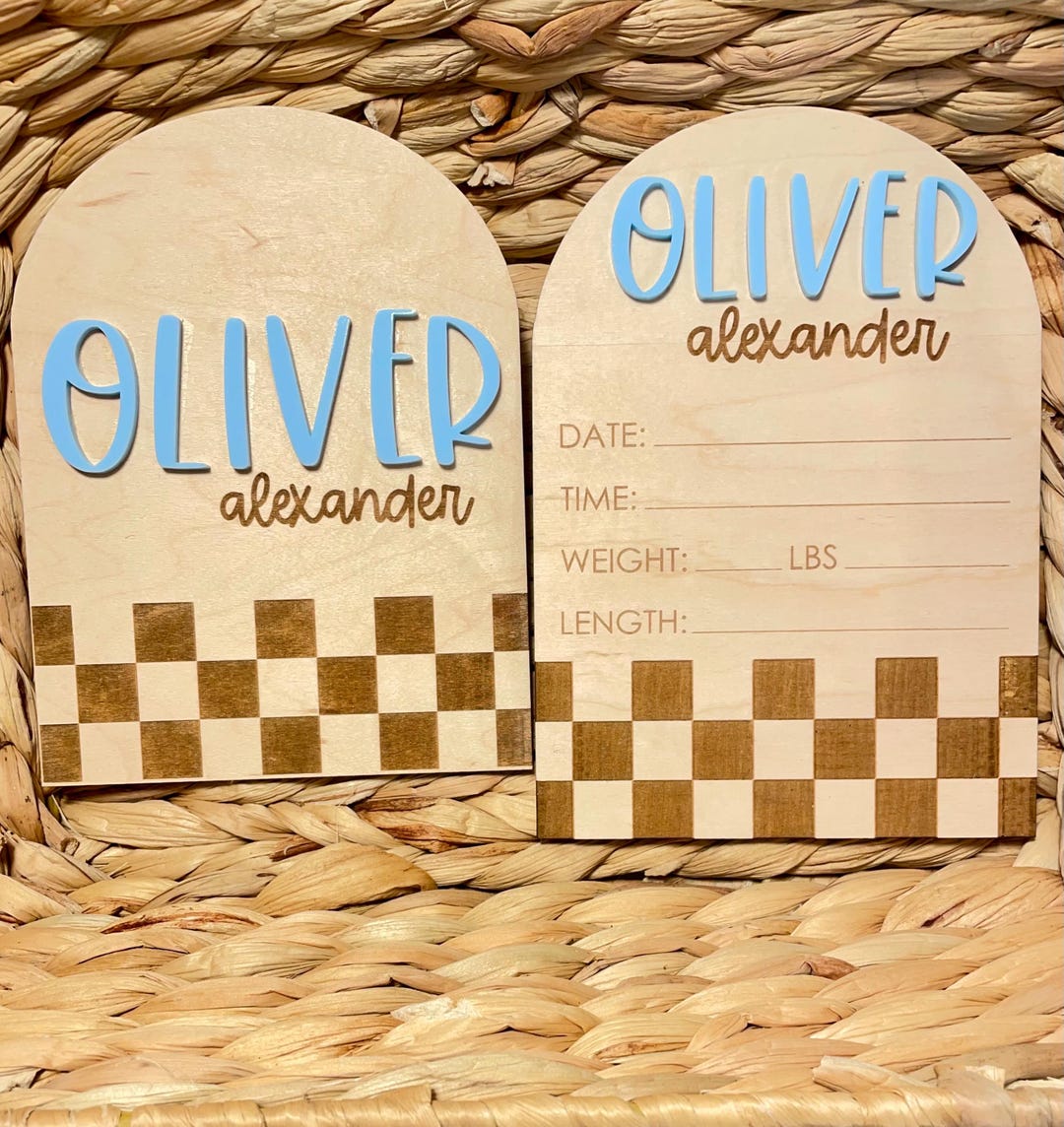 Checkered Board Name Sign, Checkered Board Birth Stats, Custom Name ...