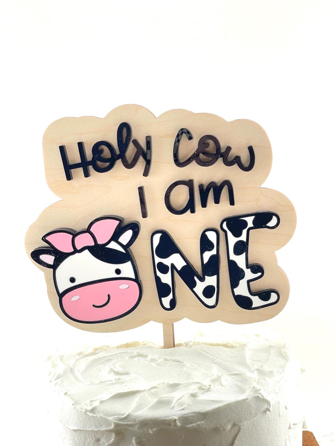 Holy Cow I Am One Cake Topper, Holy Cow Cake Topper, Girl Cow Cake ...