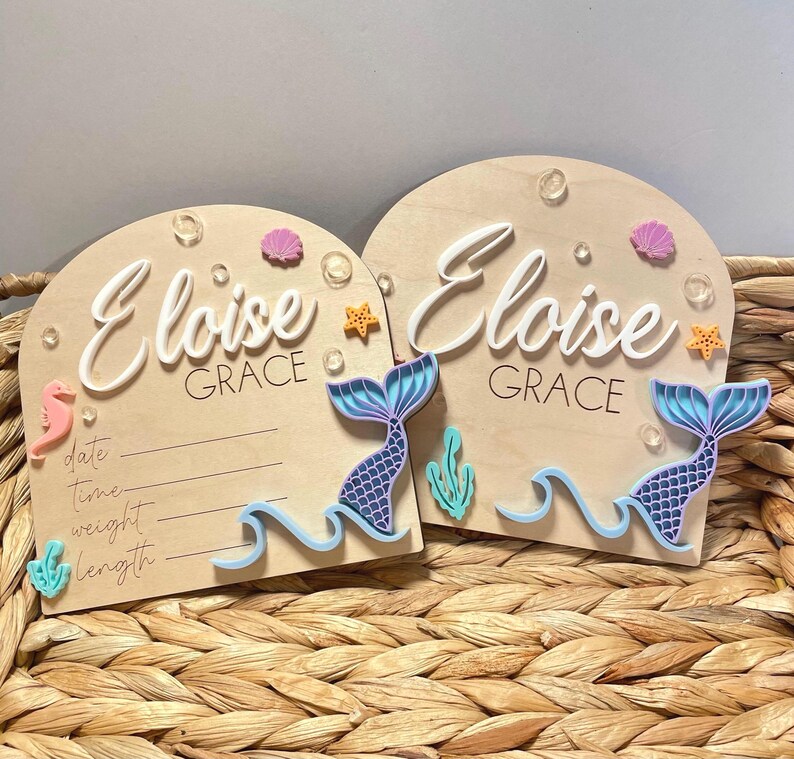 Mermaid Name Sign, Mermaid Birth Stats, Ocean Name Sign, Ocean Stats ...