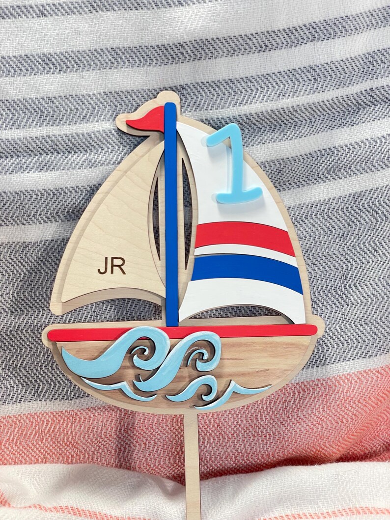 Sailing Into ONE Cake Topper, Sailboat Cake Topper, Sailing Cake Topper ...