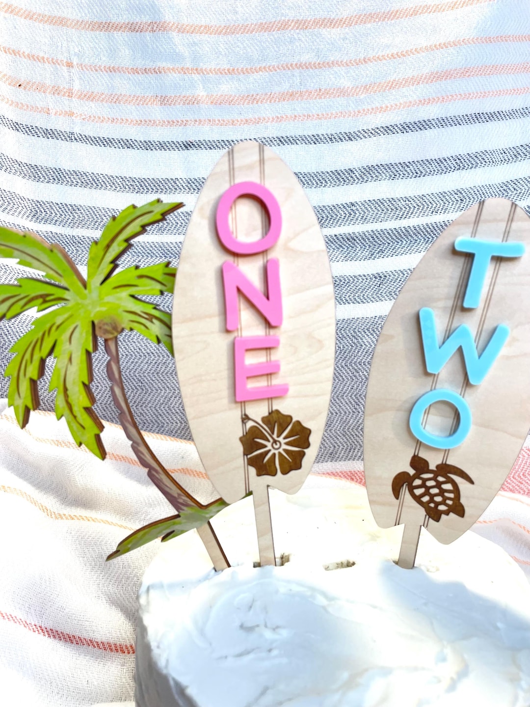 Surfboard ONE Cake Topper, Beach Cake Topper, Surfboard TWO Cake Topper ...