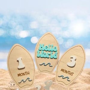 Surfboard Milestone, Beach Theme Milestone, Surfboard Announcement ...