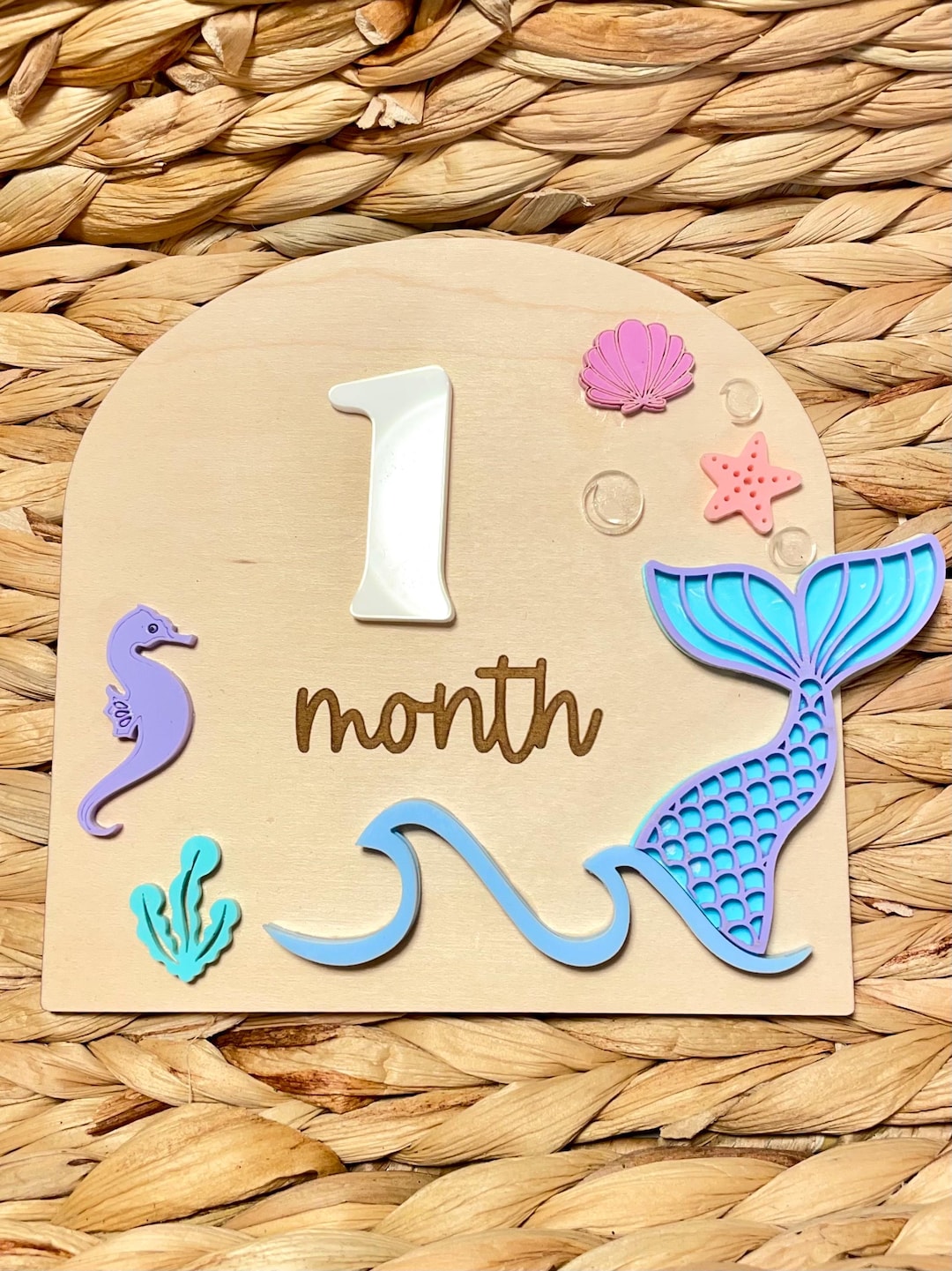 Mermaid Milestone, Beach Milestone, Ocean Milestone, Wave Milestone - Etsy