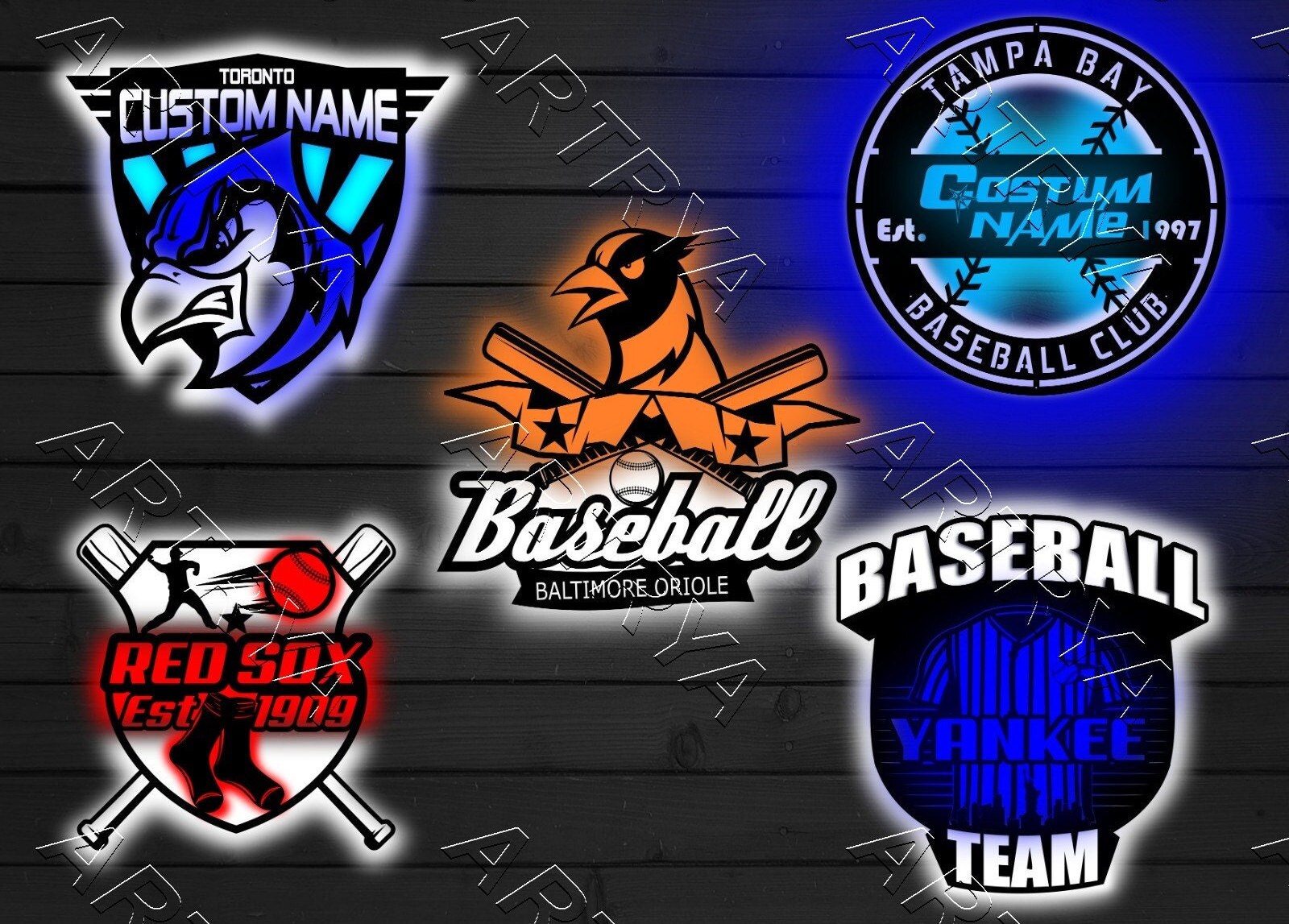 Custom Sports Sign, Baltimore, Boston, Newyork, Toronto, Tampa Bay ...