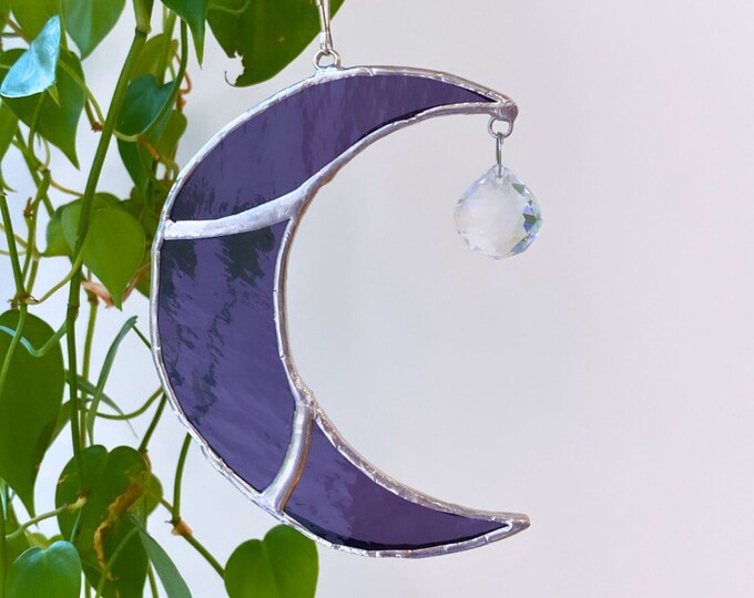 Dreamcatcher Moon With Rainbow Making Crystal Prism Decor Stained Glass ...