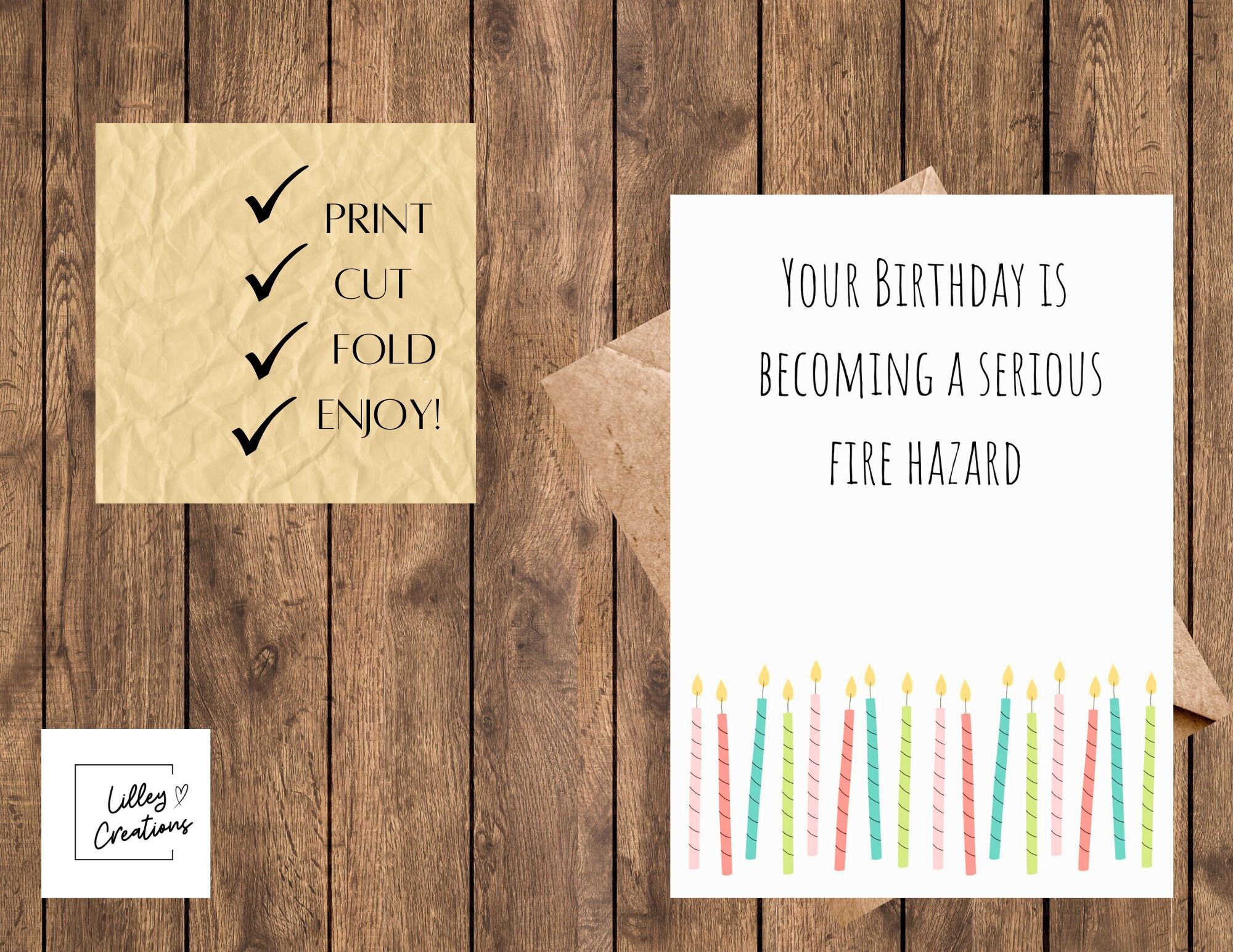Fire Hazard Birthday Card, Digital Greeting Card, 5x7 Card, Birthday ...