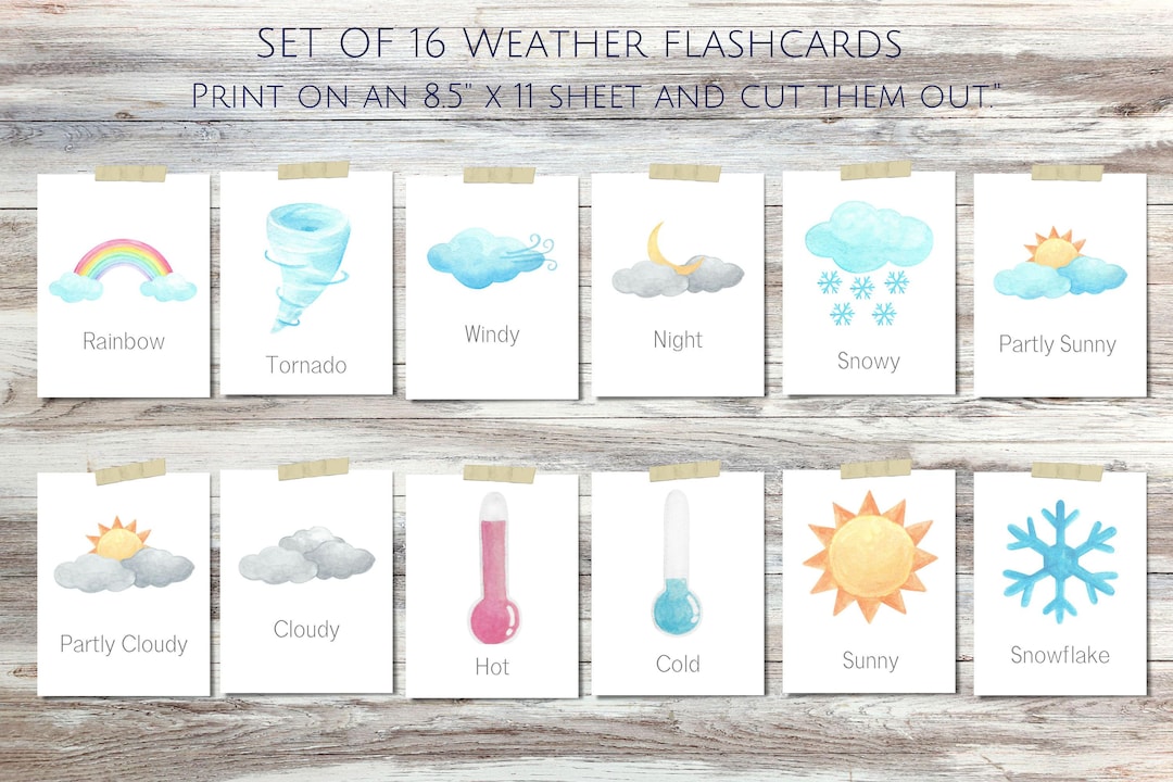 Weather Flashcards, Preschool Weather Flashcards, Toddler Activities ...