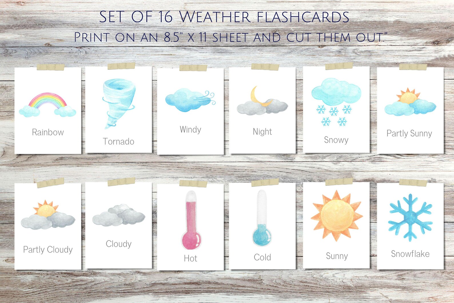 Weather Flashcards, Preschool Weather Flashcards, Toddler Activities ...