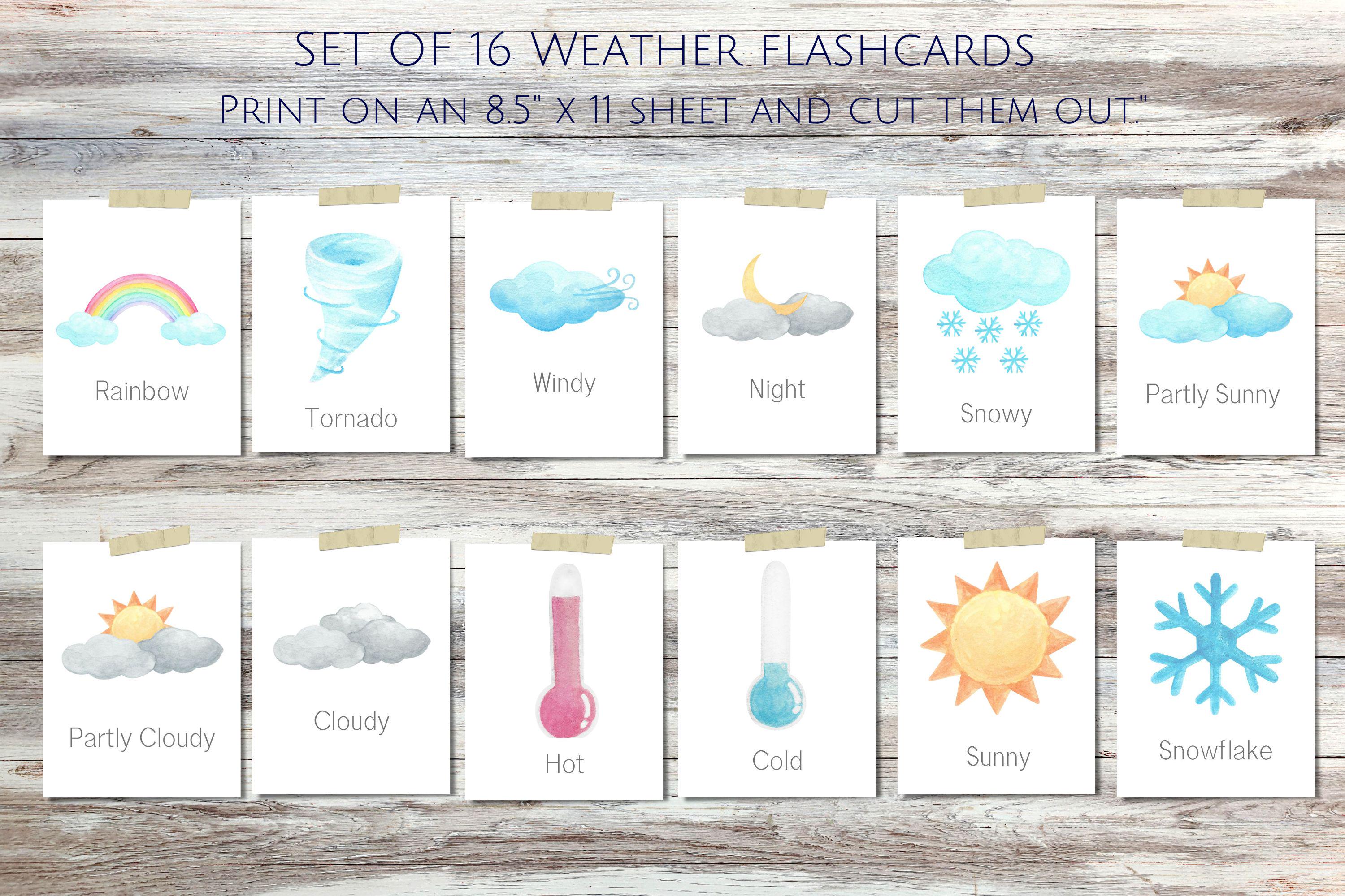 Weather Flashcards, Preschool Weather Flashcards, Toddler Activities ...