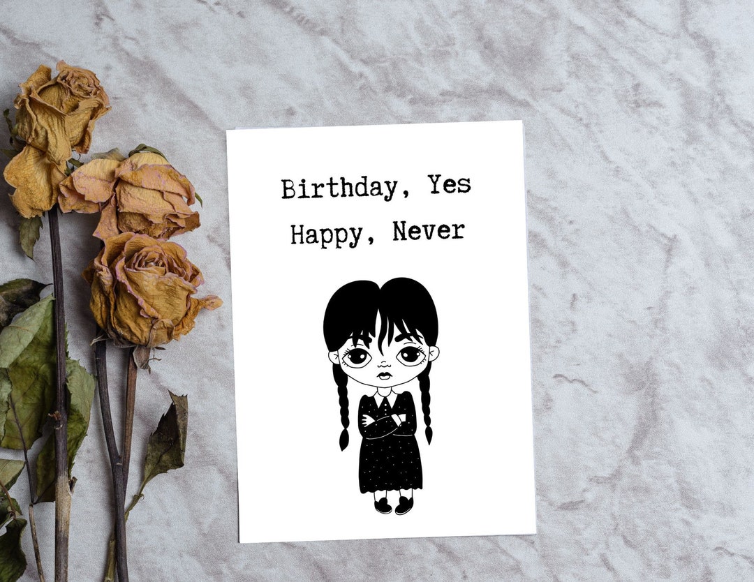 Wednesday Theme Birthday Card, Digital Download, 5x7 Card - Etsy