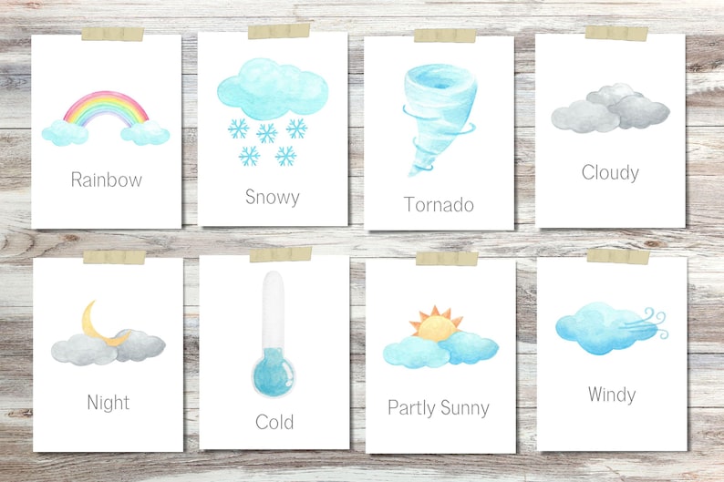 Weather Flashcards, Preschool Weather Flashcards, Toddler Activities ...