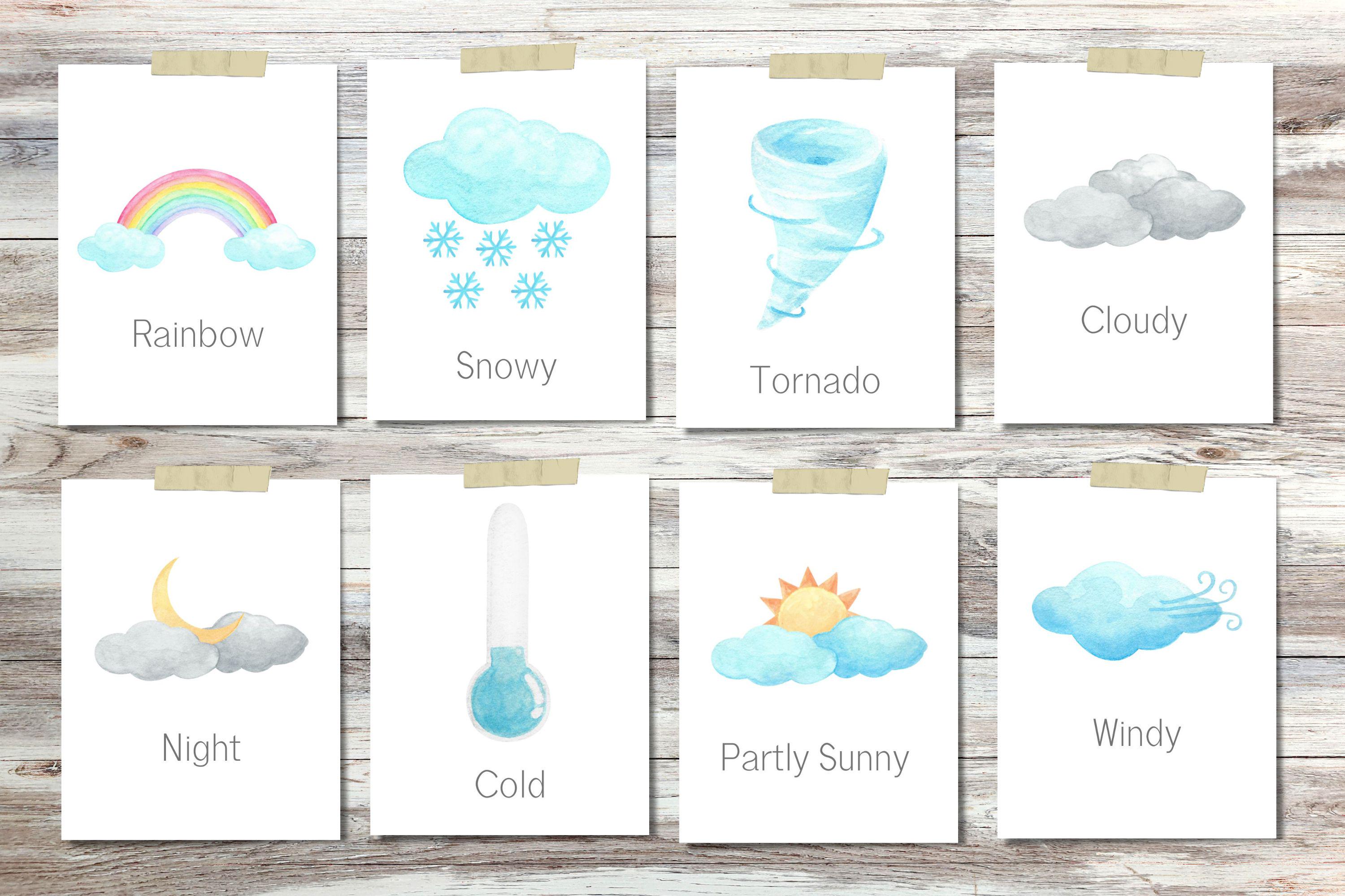 Weather Flashcards, Preschool Weather Flashcards, Toddler Activities ...