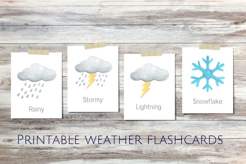 Weather Flashcards, Preschool Weather Flashcards, Toddler Activities ...