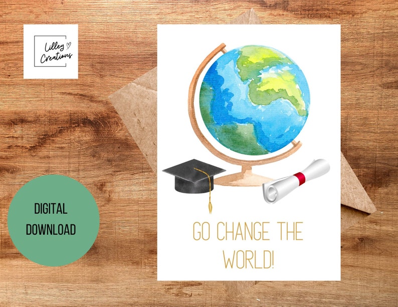 Change the World Graduation Card, Digital Download, 5x7 Card - Etsy