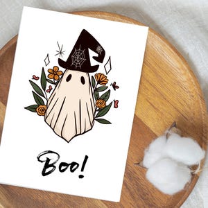 Cute Ghost Halloween Card, Digital Download, Digital Greeting Card ...