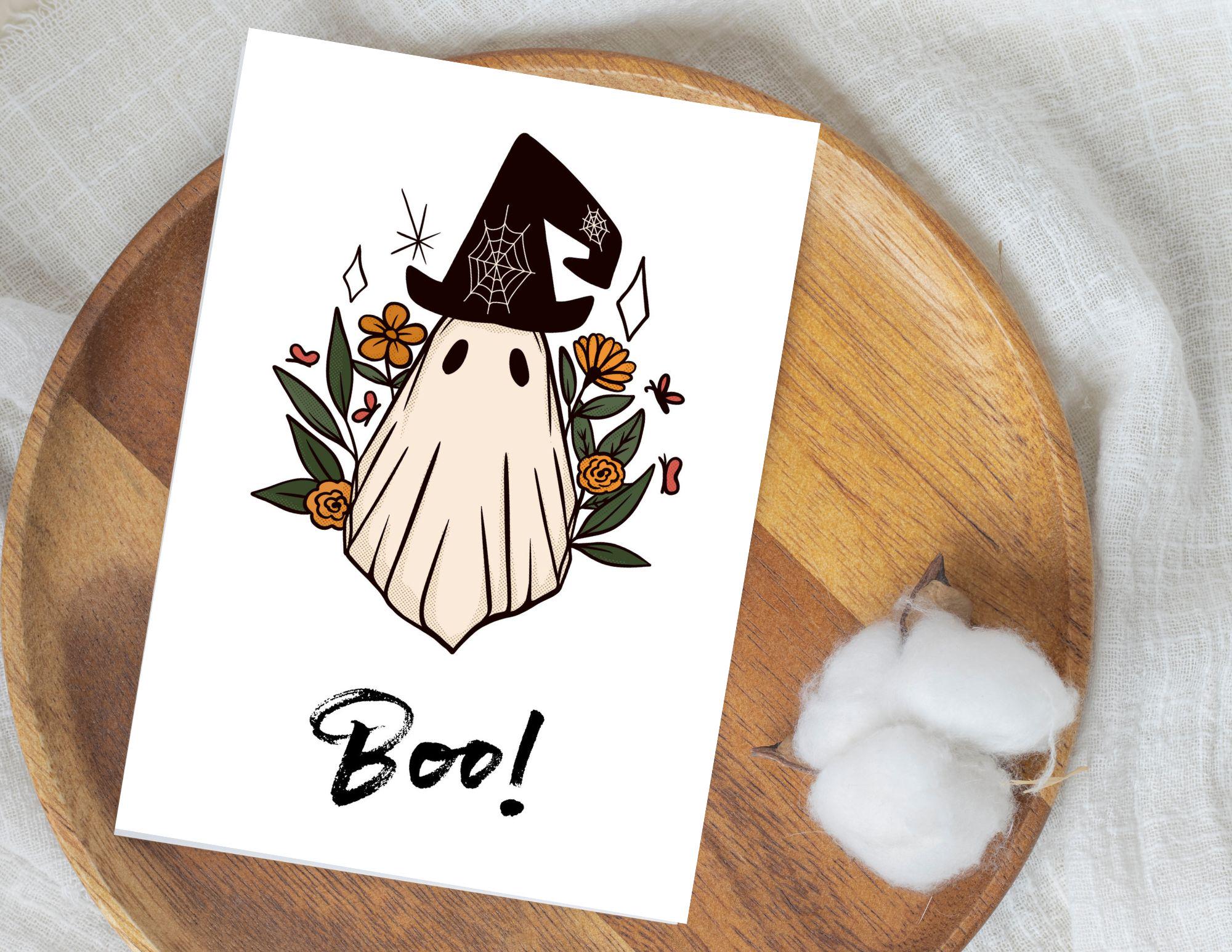 Cute Ghost Halloween Card, Digital Download, Digital Greeting Card ...