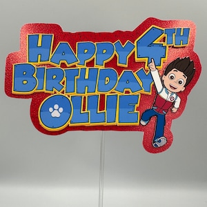 Paw Patrol Ryder Personalised Birthday Cake Topper - Etsy