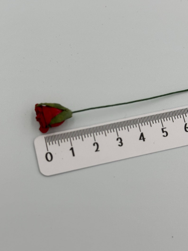 Paper Red Rose Bud Flowers Wired Crafting Wedding Stationery (x12) - Etsy