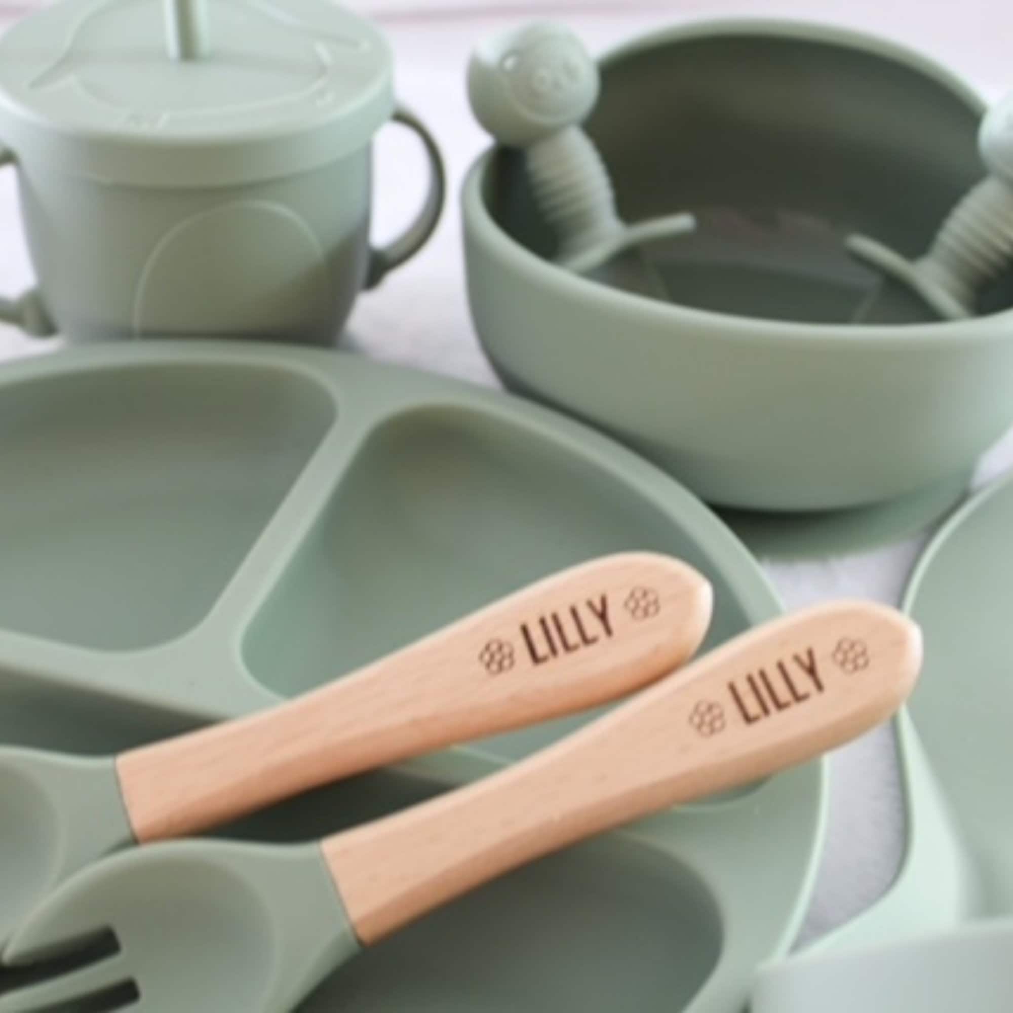 Personalized Silicone Feeding Set, Baby Feeding Set, Children Tableware ...