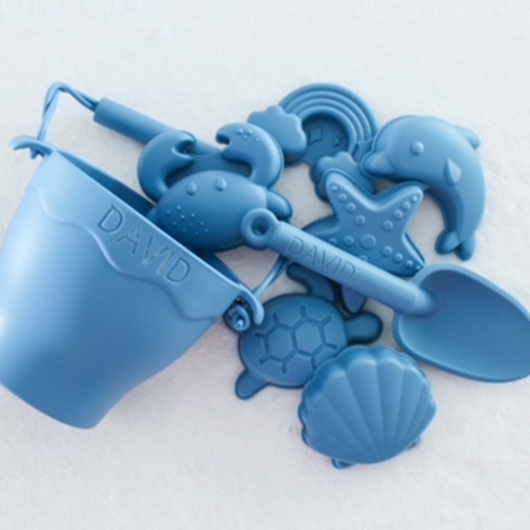 Personalized Silicone Beach Bucket Toy Set, Sand Toys, Beach Toys, Kids ...