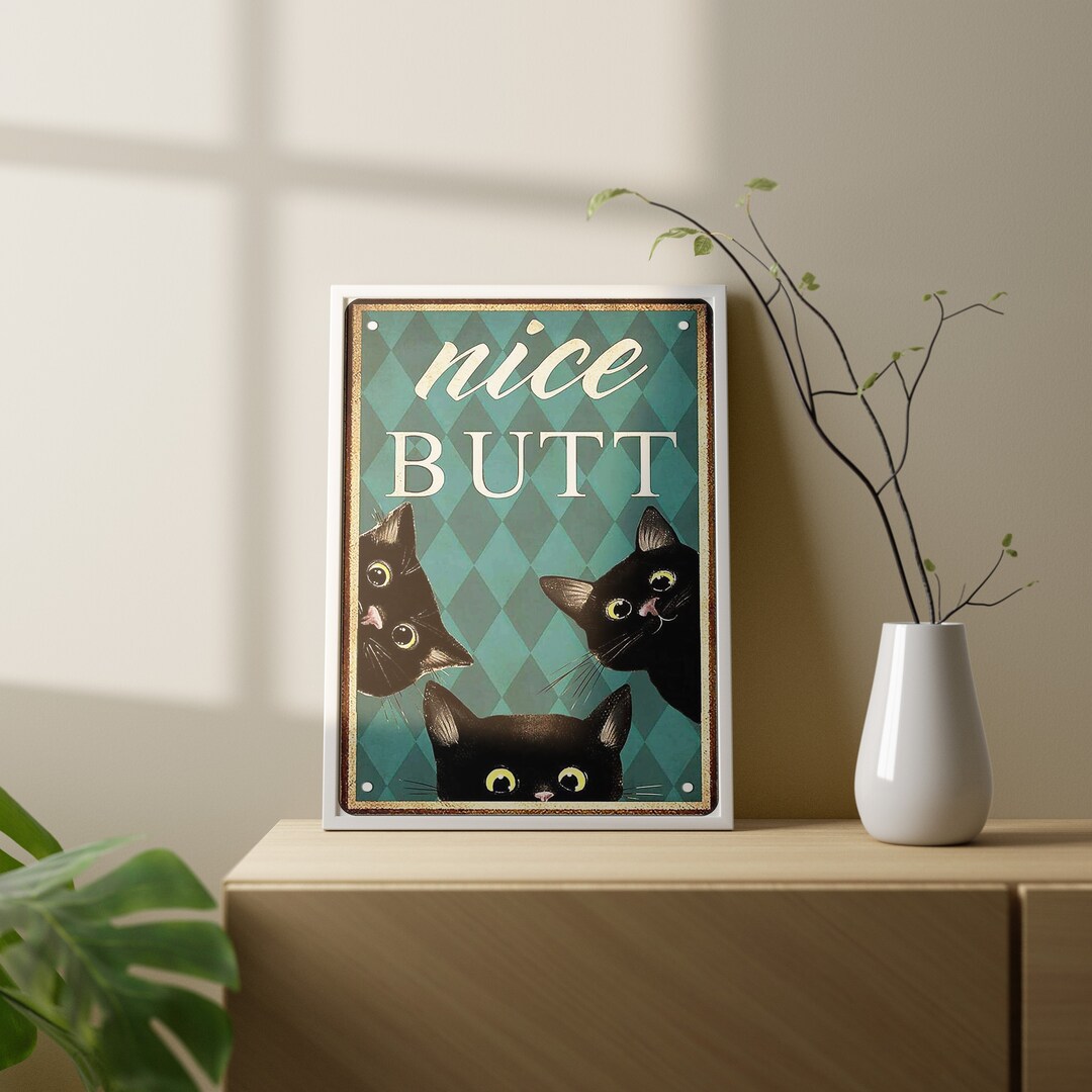 Nice Butt Canvas Print,nice Butt Cat Retro Poster Canvas Painting ...