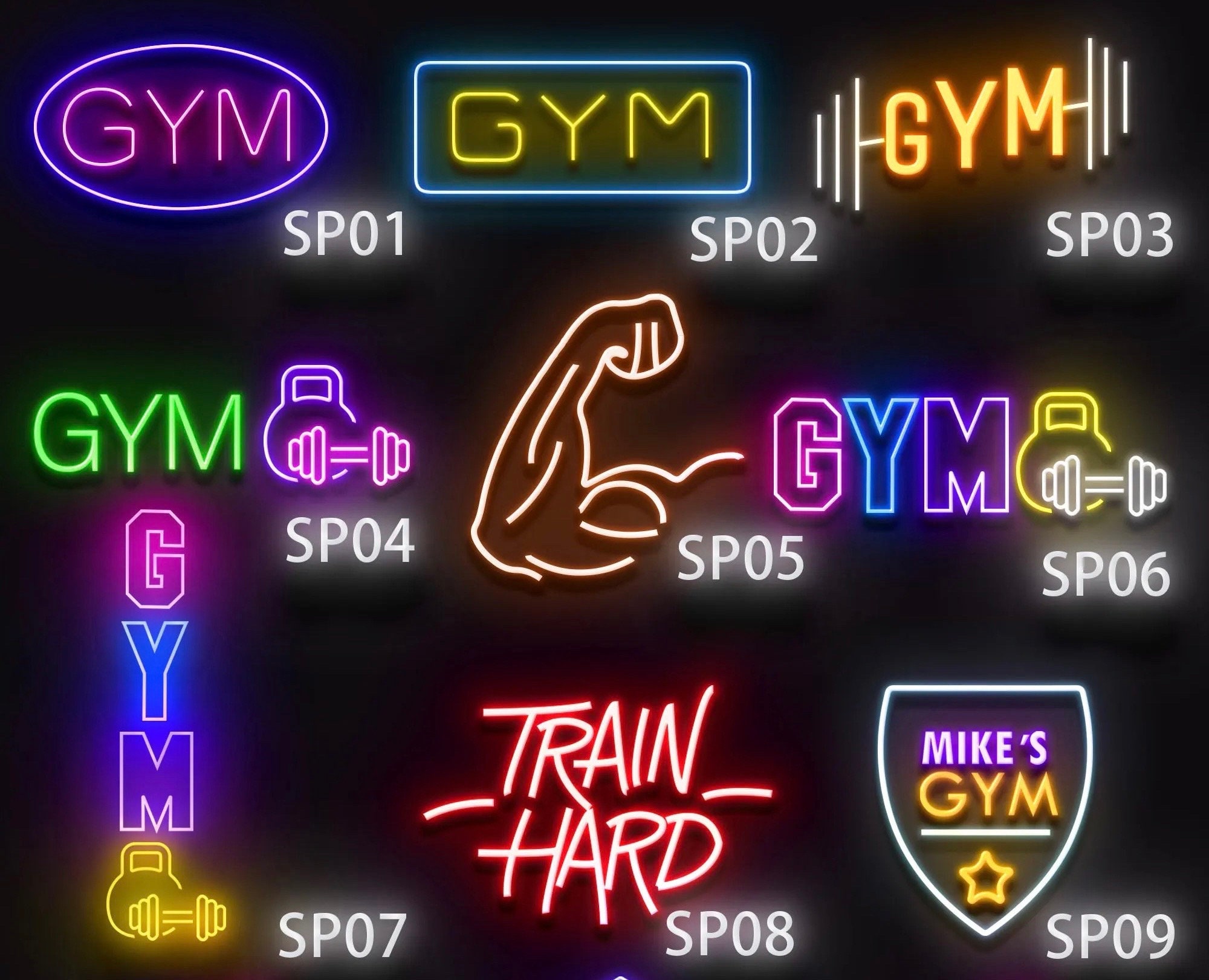 Gym NEON Lights. LED Wall Art, Neon Signs, Neon Workout Signs, LED ...