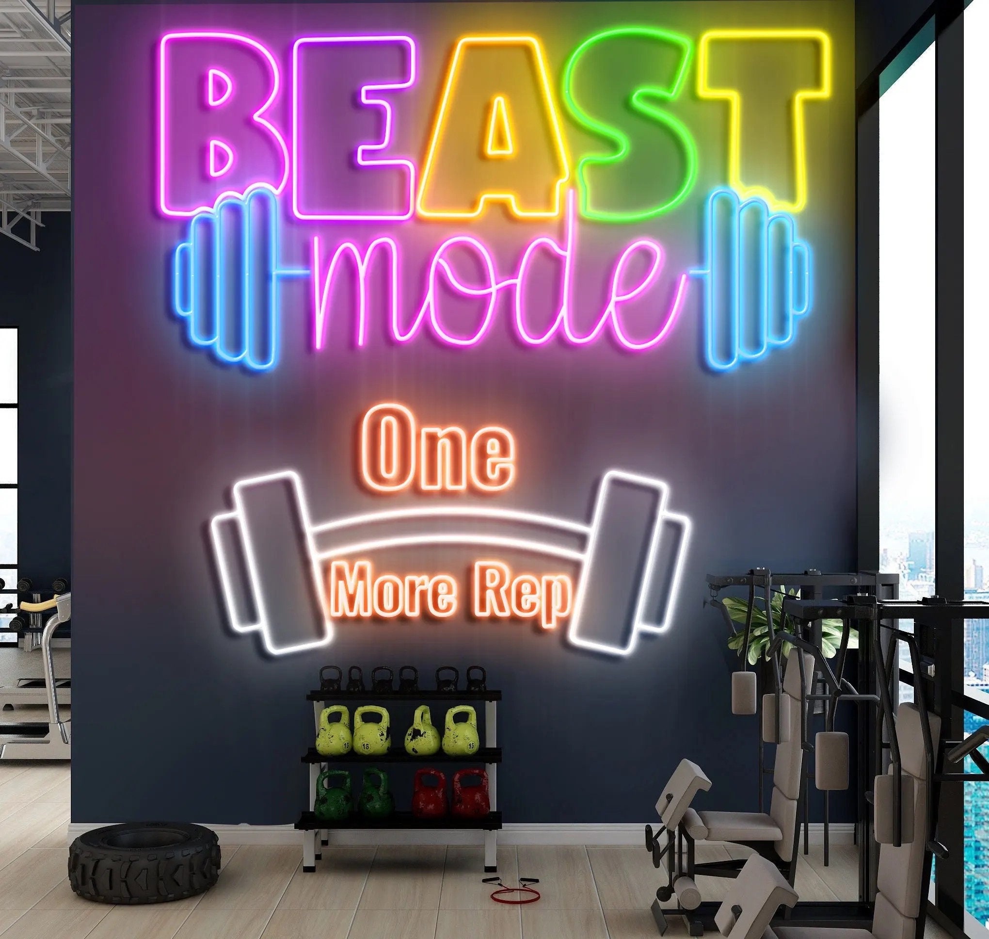 Gym NEON Lights. LED Wall Art, Neon Signs, Neon Workout Signs, LED ...