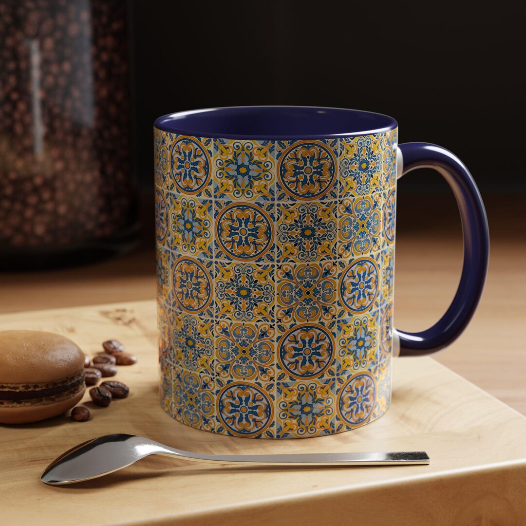Illustrated Ceramic Mug, Tile Art, Coffee Lover Gift - Etsy UK