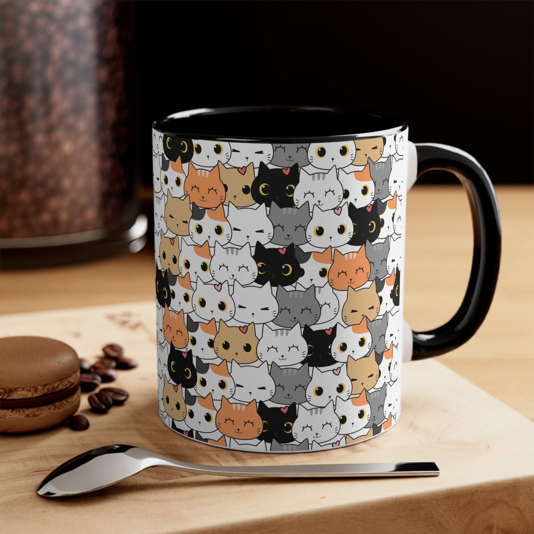 Cat Faces Coffee Mug, Cat Mom Gift, 11oz Ceramic - Etsy
