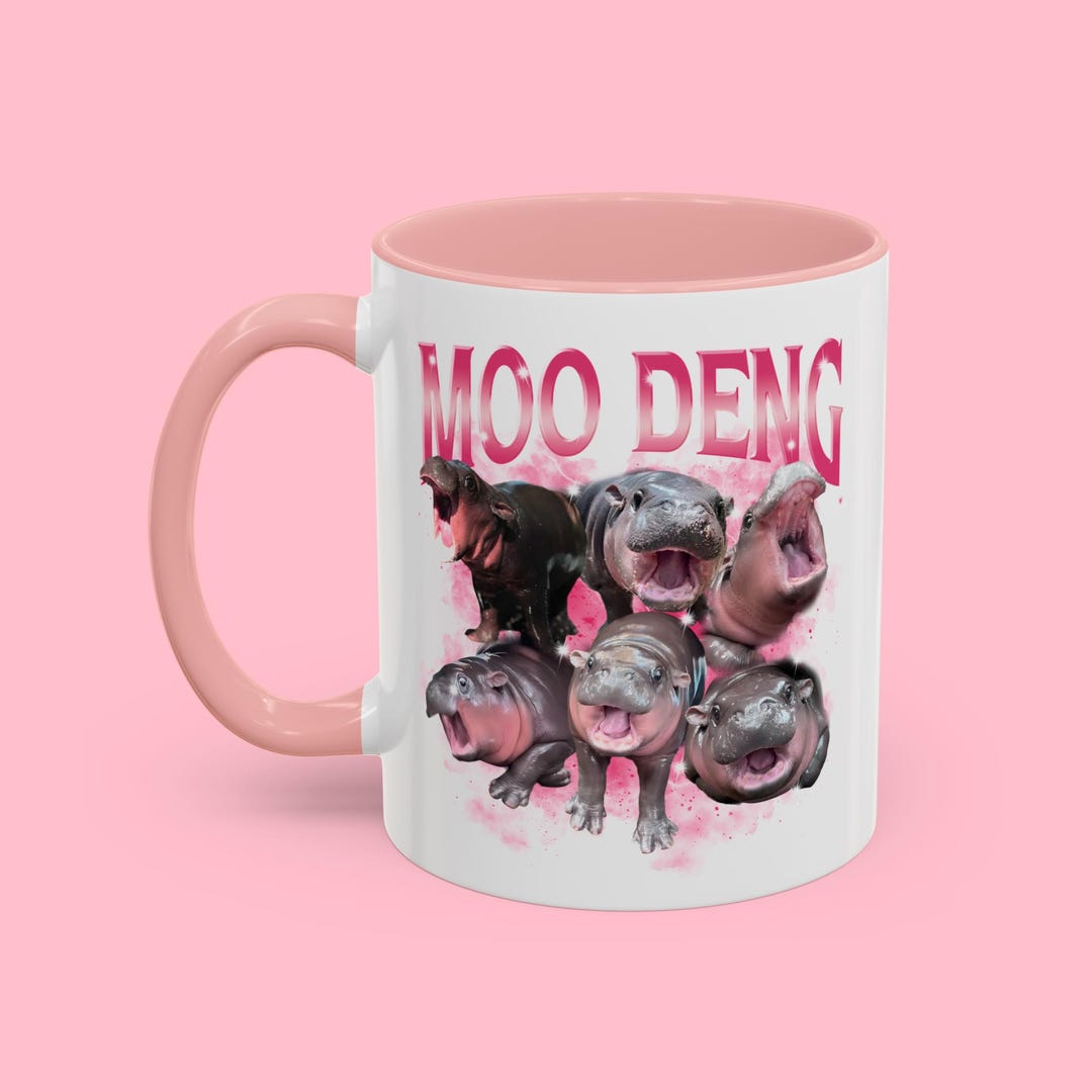Moo Deng Hippo Ceramic Mug: Funny Meme Gag Gift - Etsy