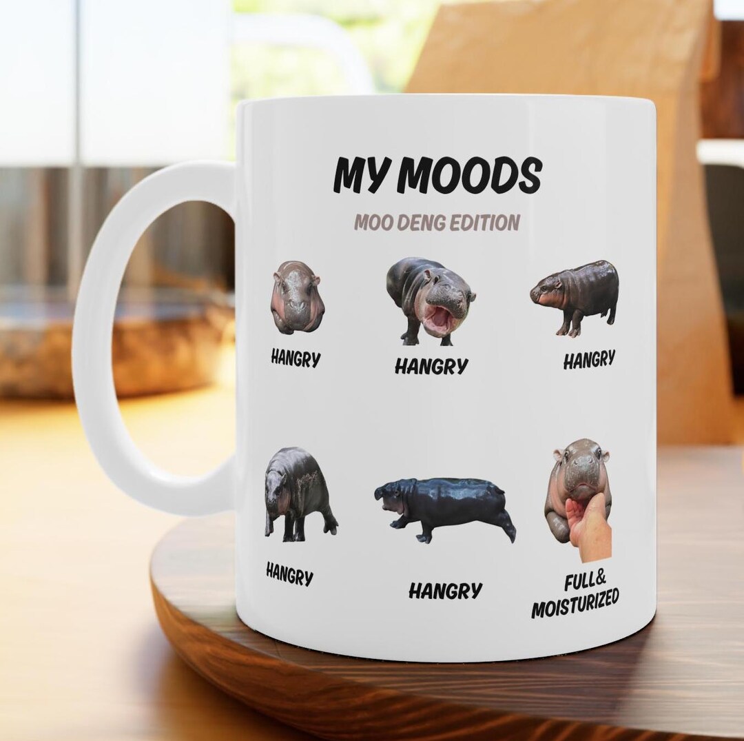 Moo Deng Hippo Ceramic Mug: Funny Meme Gag Gift - Etsy