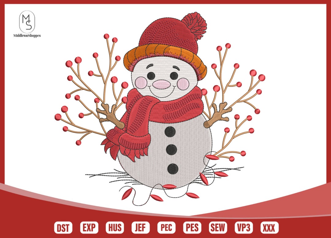 Christmas Snowmen Embroidery Designs, Snowmen With Hat Machine ...