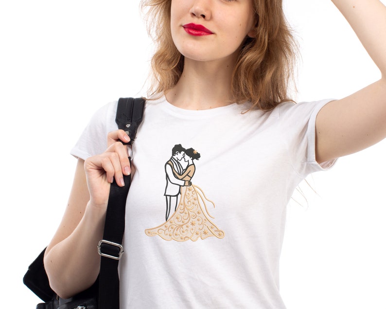 Bride and Groom Wedding Embroidery Design, Machine Embroidery Married ...