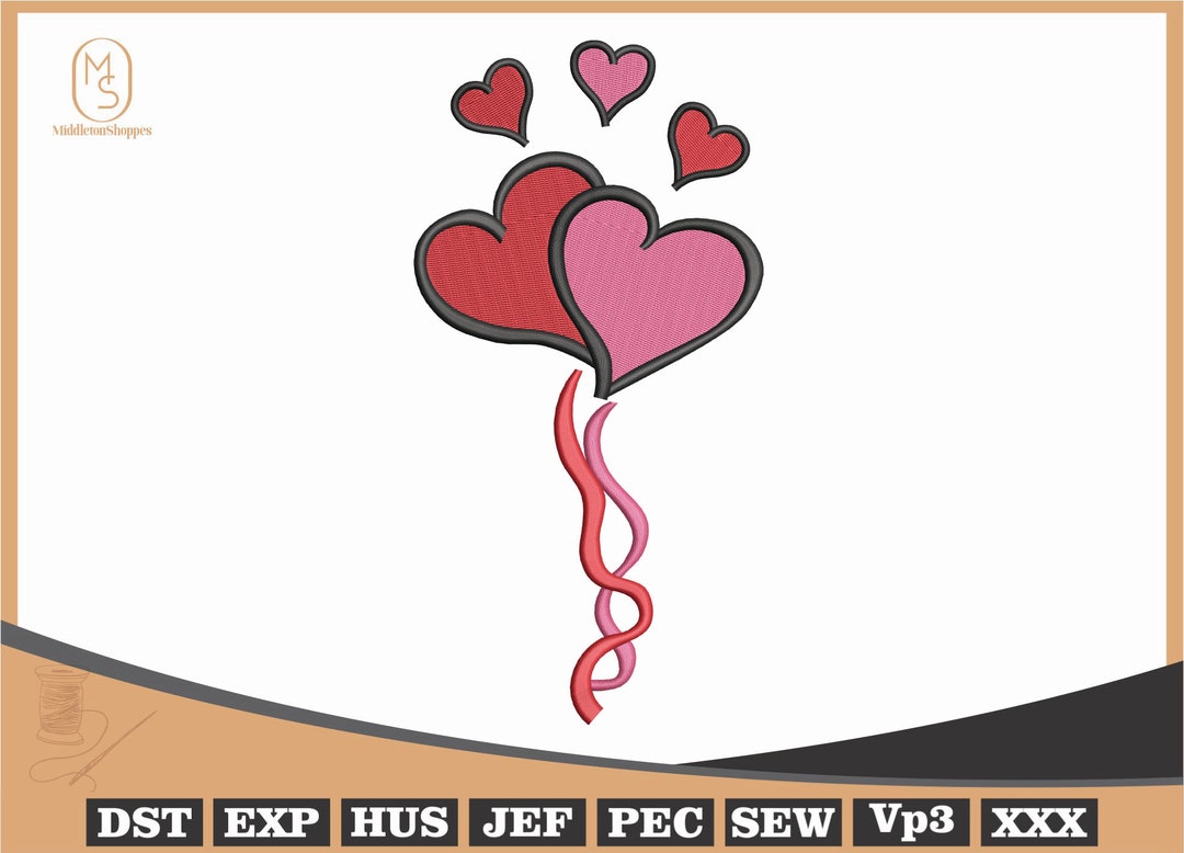 Heart Shape Embroidery Design, Hearts Machine Embroidery Design, Heart ...