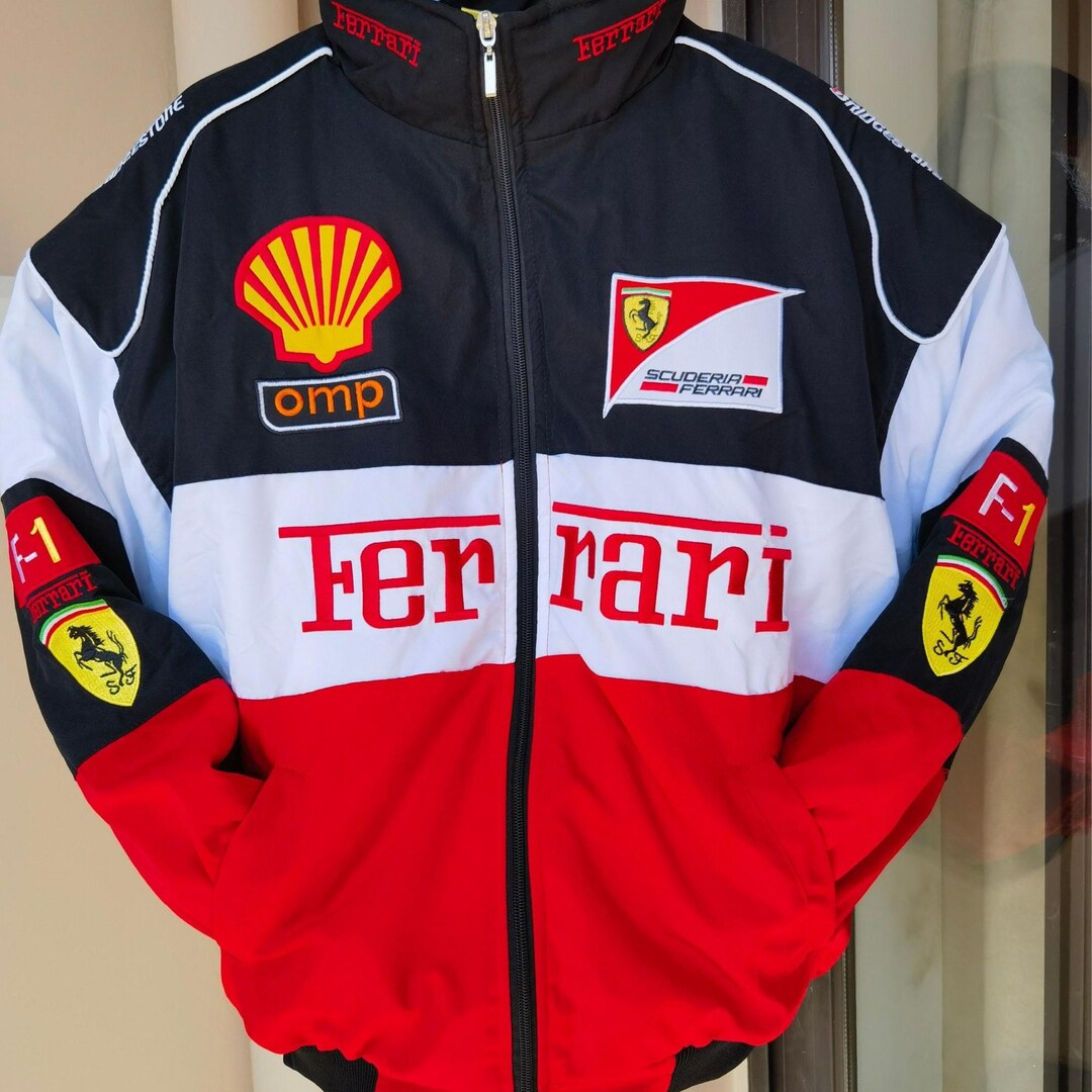 Ferrari Racing Jacket, Embroidered Formula F1 Jacket, Padded Biker ...