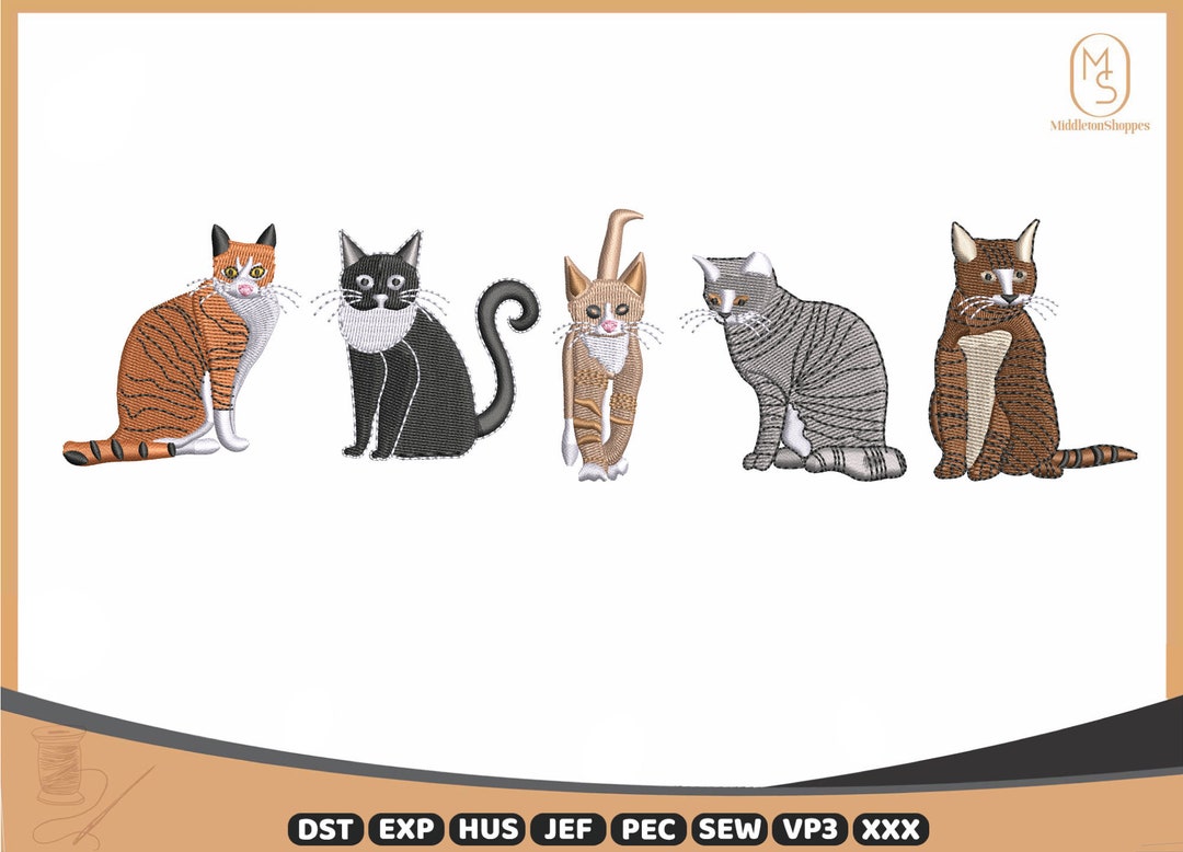 Cats Embroidery Designs, Cats Design Machine Embroidery, Instant ...