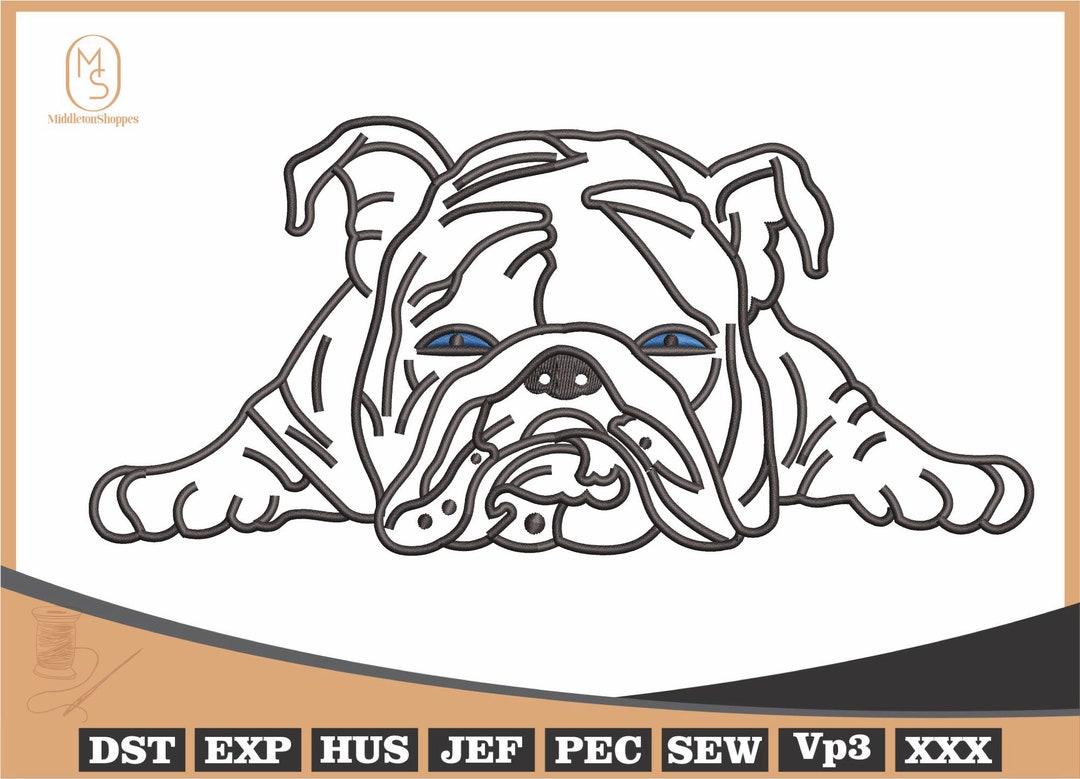 Bulldog Outline Embroidery, Dog Design Machine Embroidery, Dogs Face ...