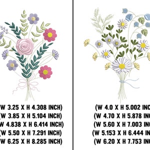 Wedding Flowers Bouquet Embroidery, Wildflowers Embroidery Design ...