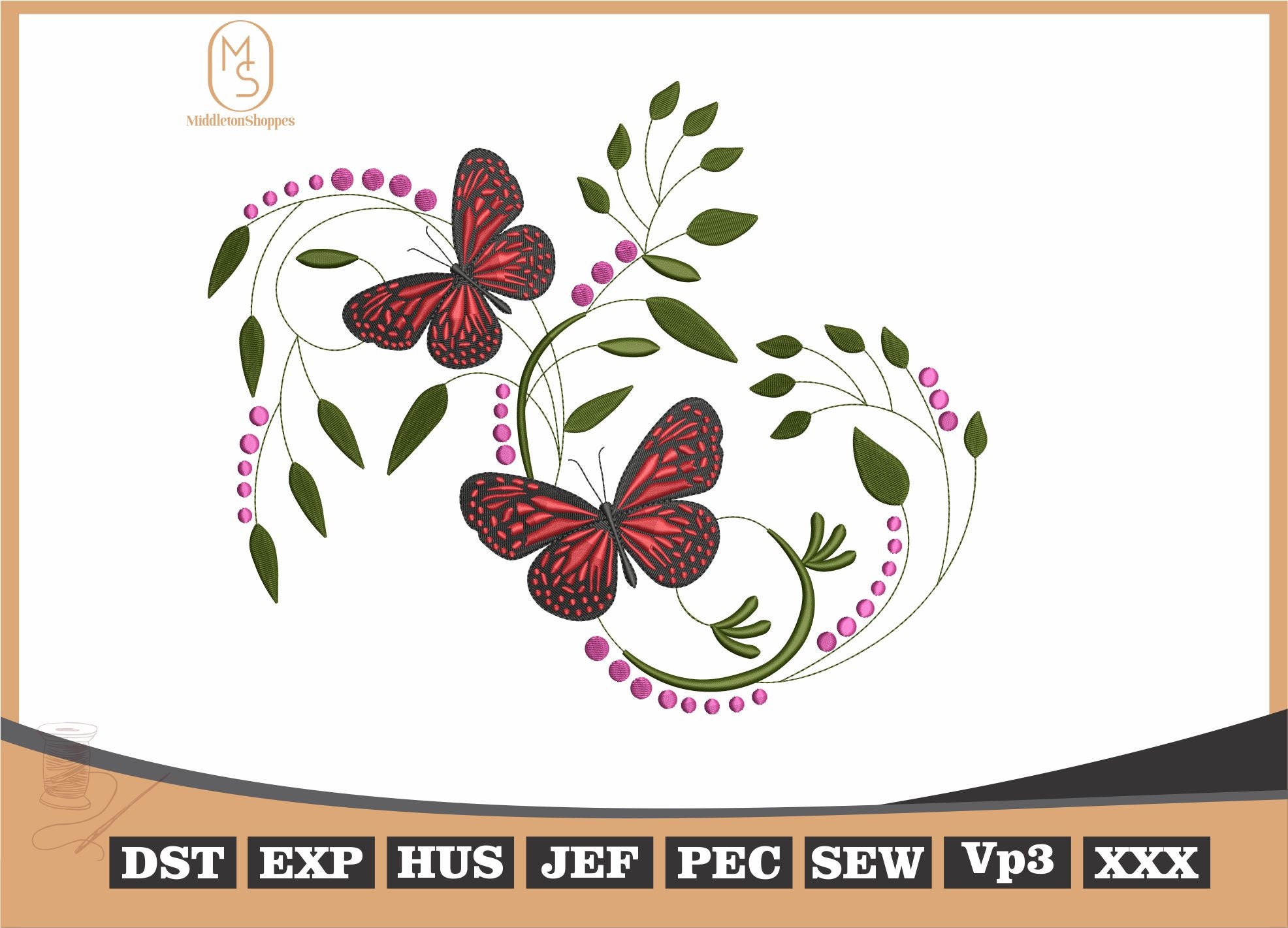 Butterfly Branches Embroidery Design, Floral Butterfly Machine ...