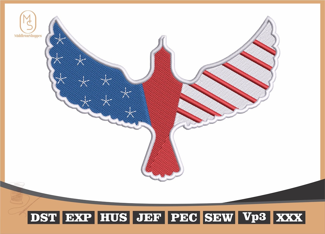 USA Bird Patriotic Embroidery Design, American Eagle Machine Embroidery ...