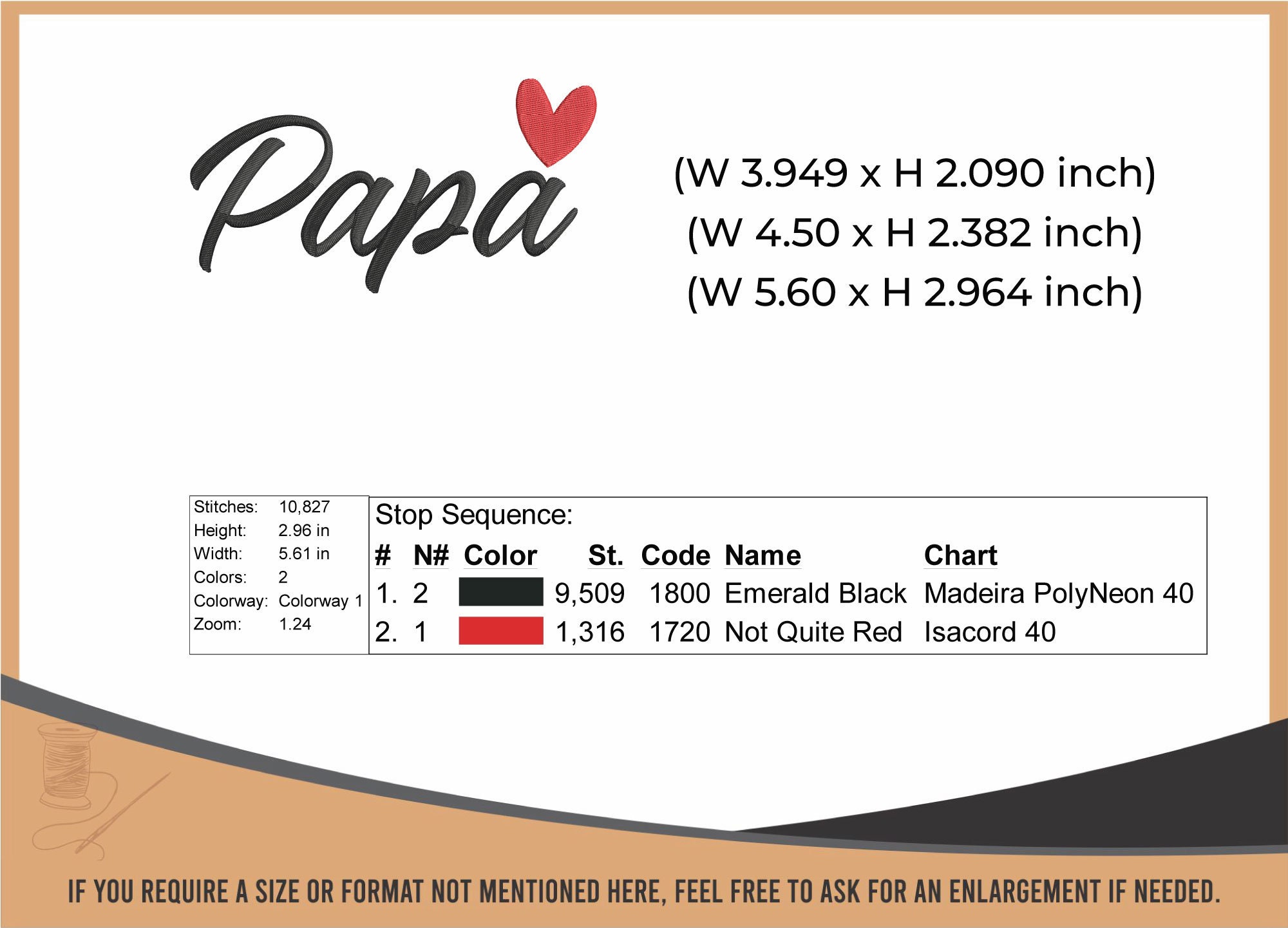 Papa Embroidery Design, Father Day Design Heart Papa Machine Embroidery ...