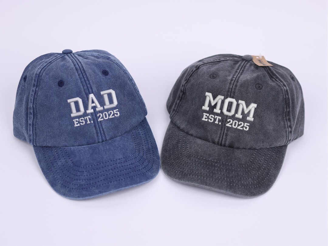 Mom Dad Est 2025 Hat, Embroidered Grandpa Cap Custom, Dad Hat Gift for ...