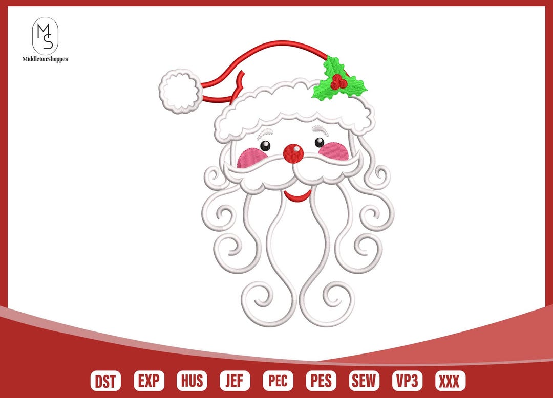 Santa Face Machine Embroidery, Santa Claus Embroidery Designs, Santa ...