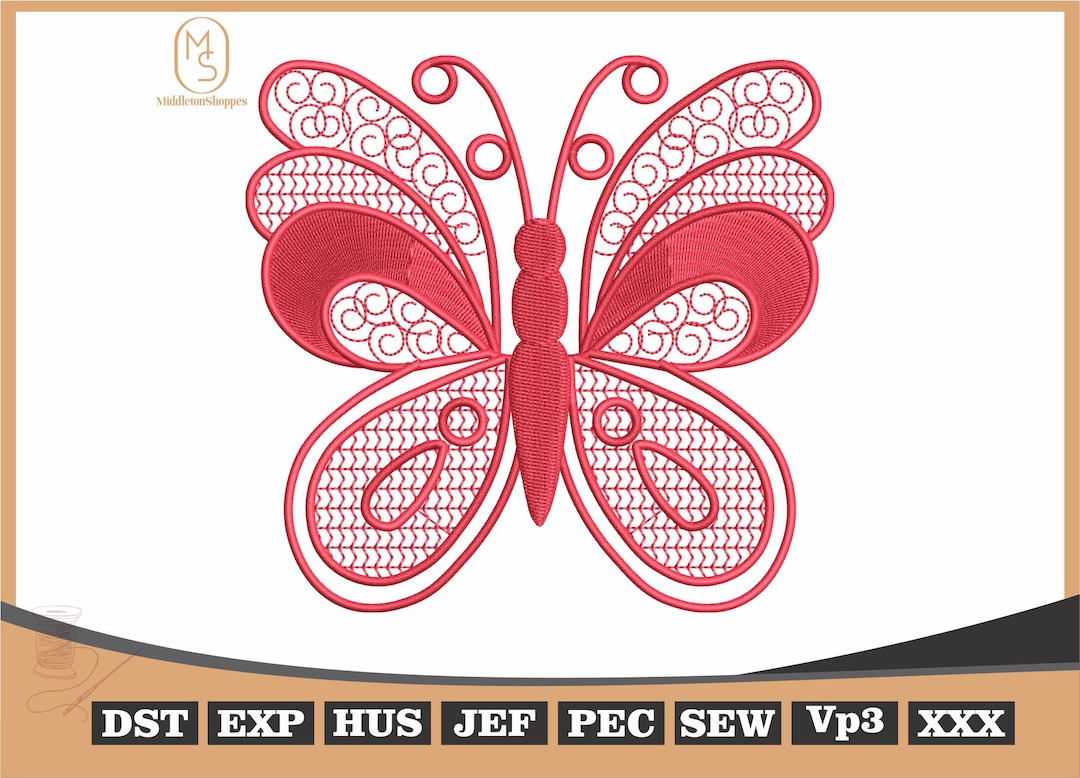 Butterfly Embroidery Design, Butterfly Machine Embroidery File, Digital ...