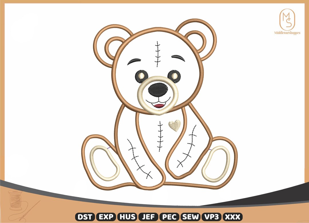 Teddy Bear Applique Embroidery, Baby Applique Machine Embroidery Design ...