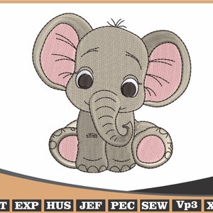 Baby Elephant Embroidery Design, Elephant Machine Embroidery, Safari ...