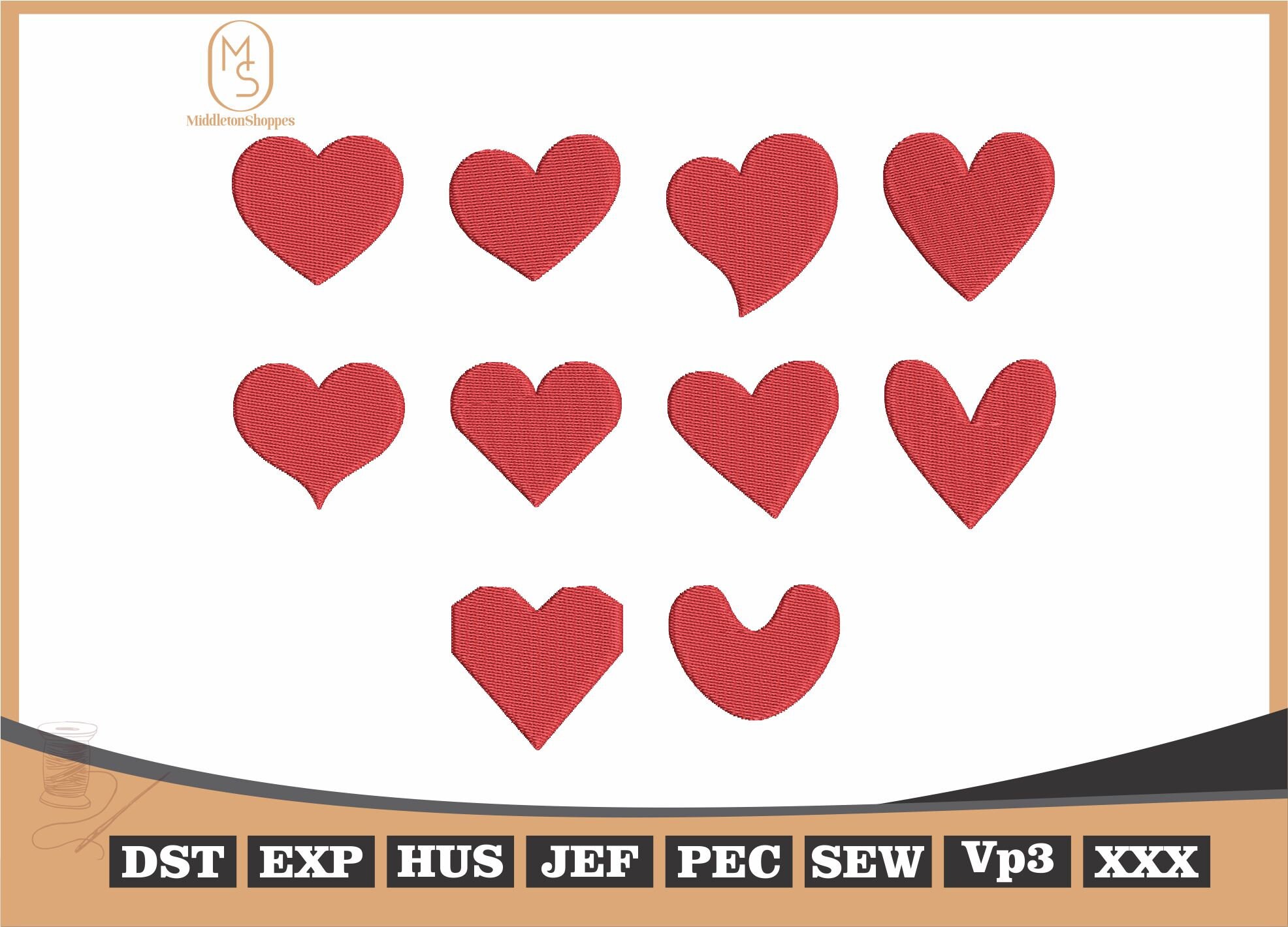 10 Heart Shapes Embroidery Design, Mini Heart Machine Embroidery Design ...