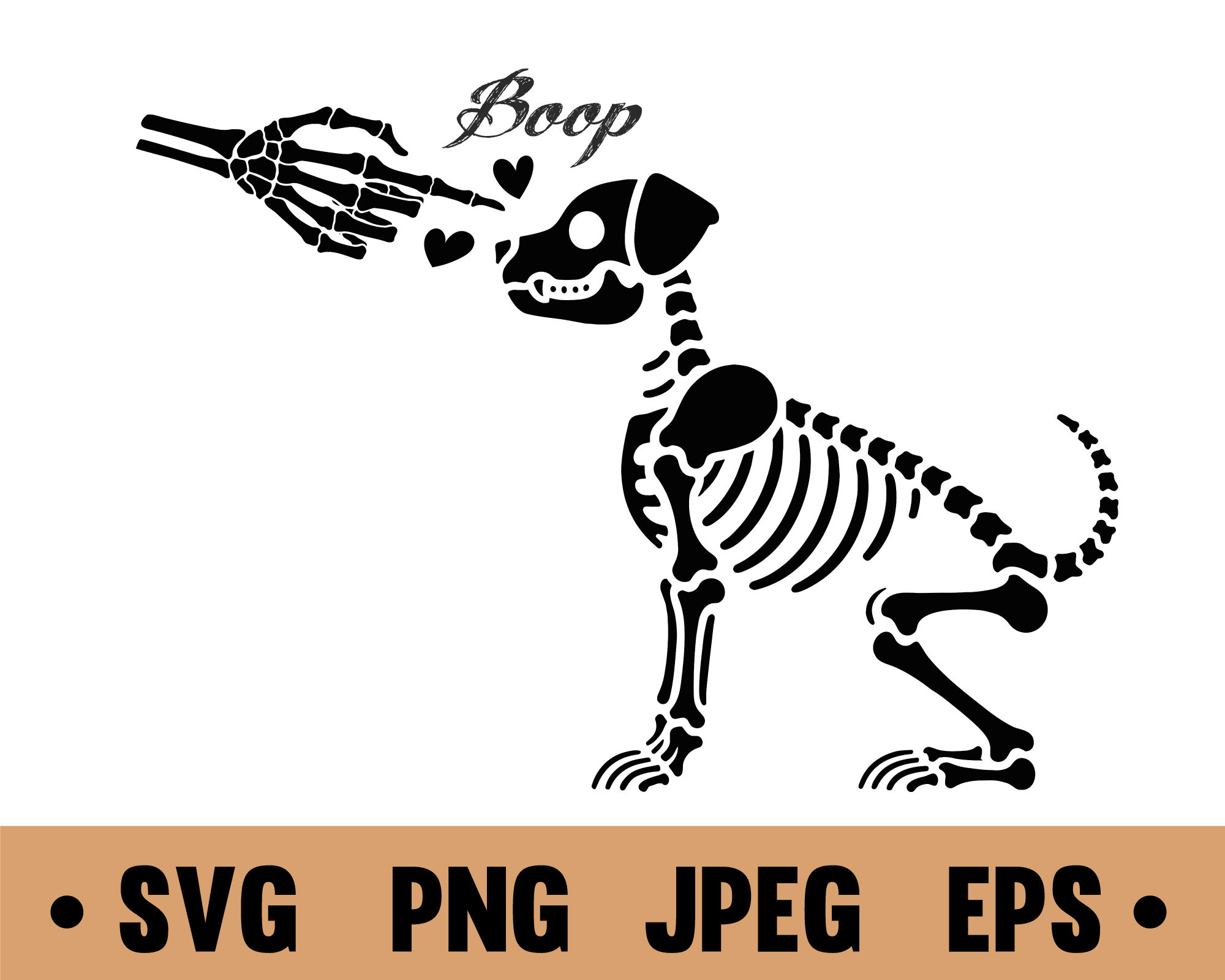 Cute Dog Skeleton Svg, Human Hand Dog Skeleton Love Halloween Design ...